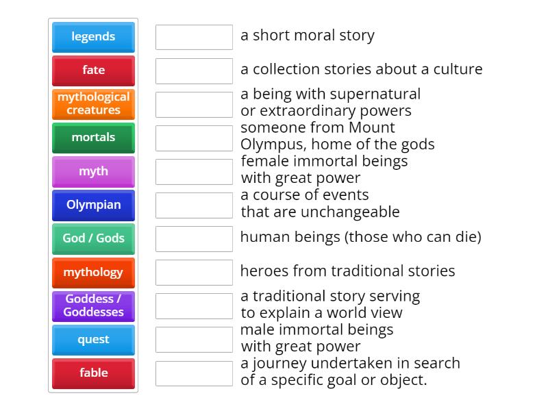 Greek Mythology Vocabulary - Match up