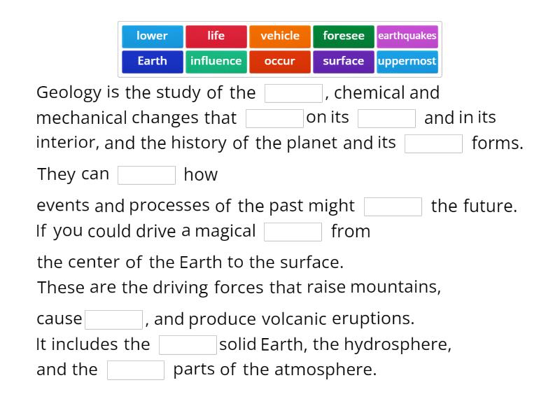 geology - Complete the sentence