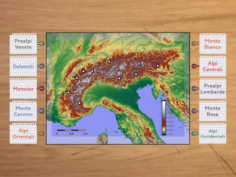Le Alpi italiane - Labelled diagram