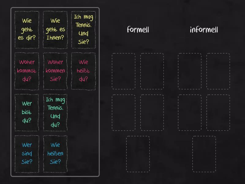 Vorstellung formell-informell - Ordenar por grupo