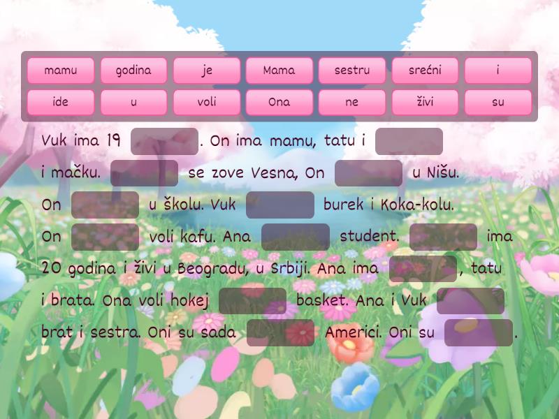 Serbian A1 Ana I Vuk Version 2 Complete The Sentence