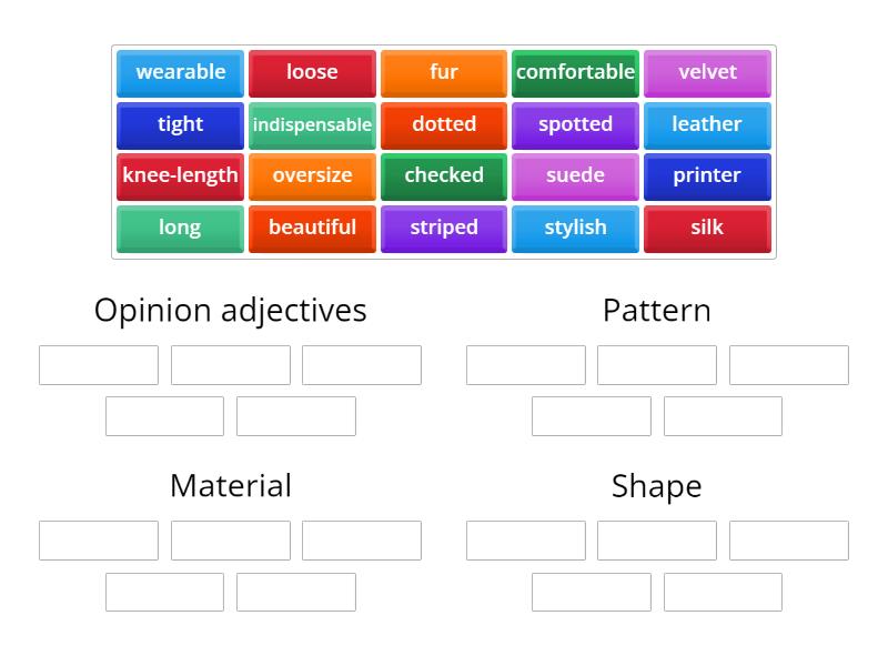 Order of adjectives - Group sort