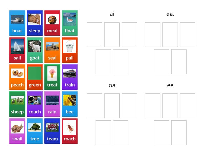 EE/EA/OA/AI Vowel Team Sort - Group sort