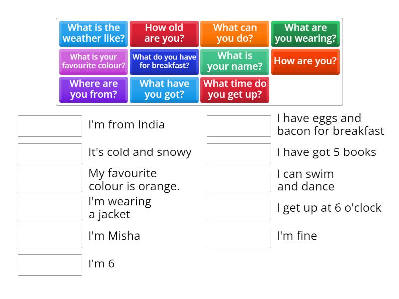 Warm -up Answers-Questions - Match up