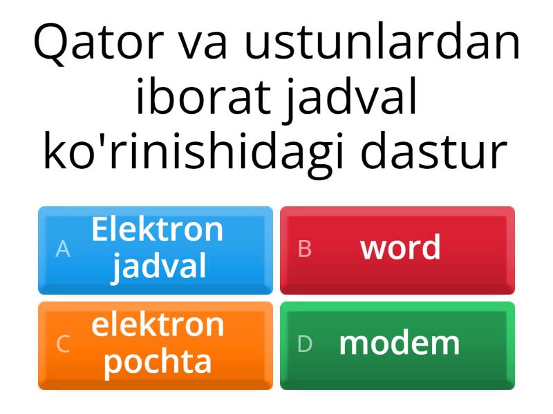 6-sinf takrorlash - Quiz