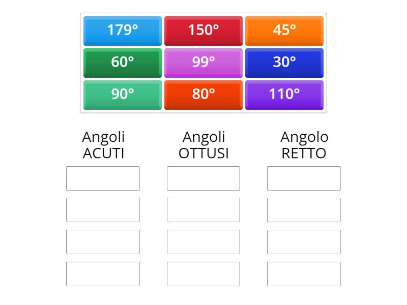 Angoli acuti - ottusi e retti - Group sort