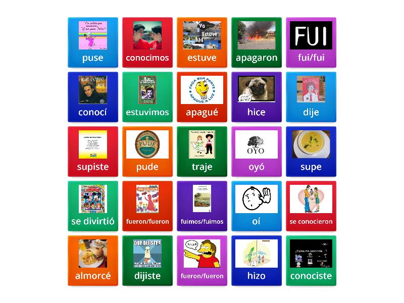 Presente/preterito con irregulares - Flip tiles