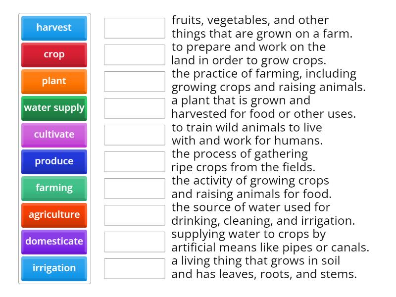 Agriculture - Match up