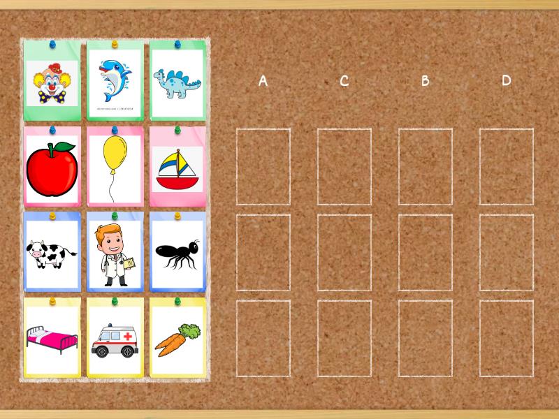 The Alphabet (Letters A-F) - Sort the words - Group sort