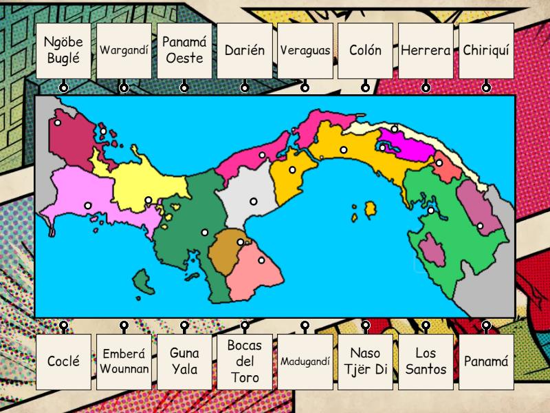 Provincias y Comarcas de Panamá - Imagem com legenda