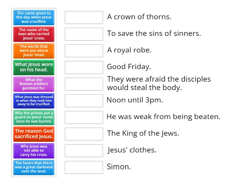 The Crucifixion of Jesus - Match up
