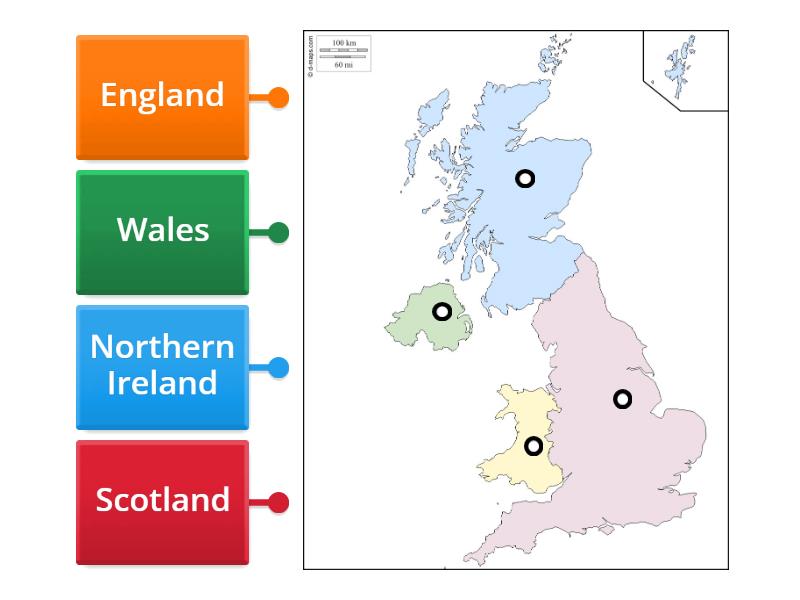 The UK: label the countries - Labelled diagram