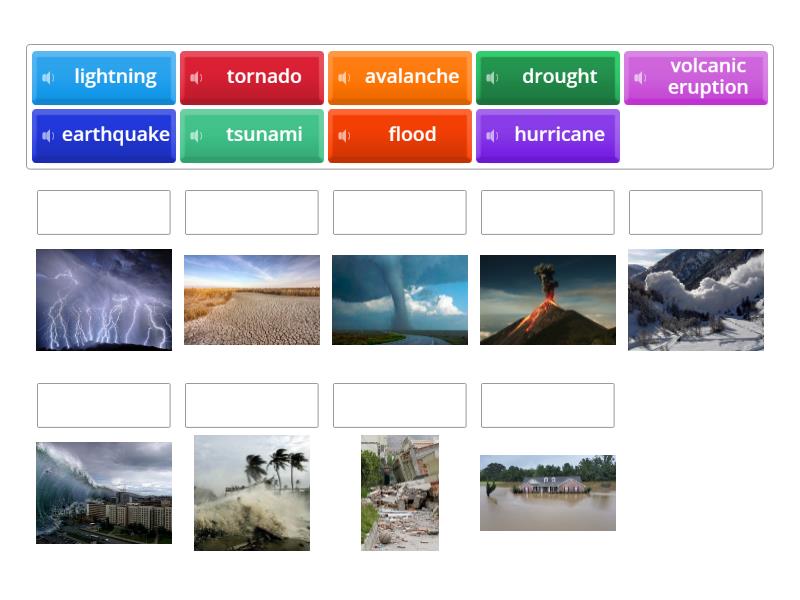 Natural disasters vocabulary - Match up