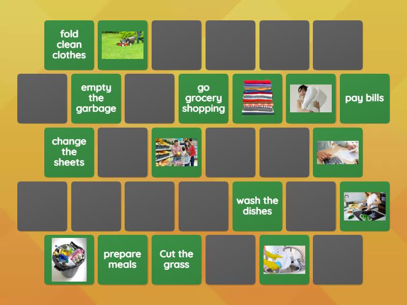Household chores vocabulary - Matching pairs