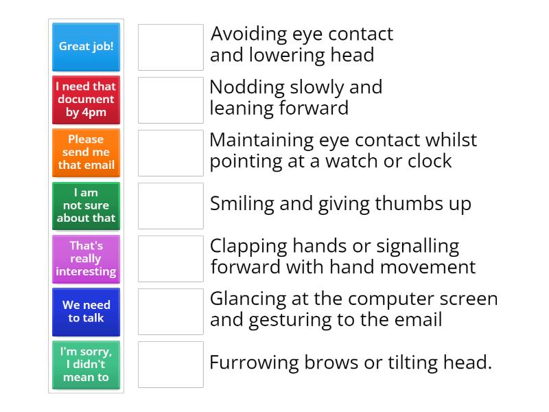 Verbal vs Non Verbal Communication - Match up