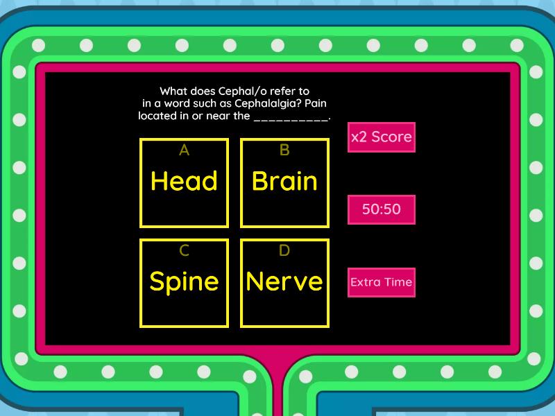 Nervous System Terminology Review - Gameshow quiz