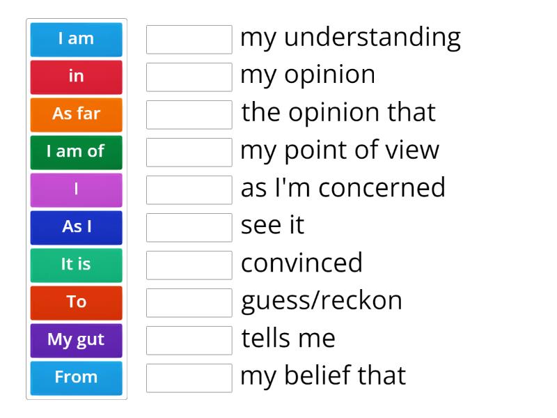 "I think" alternatives - Match up