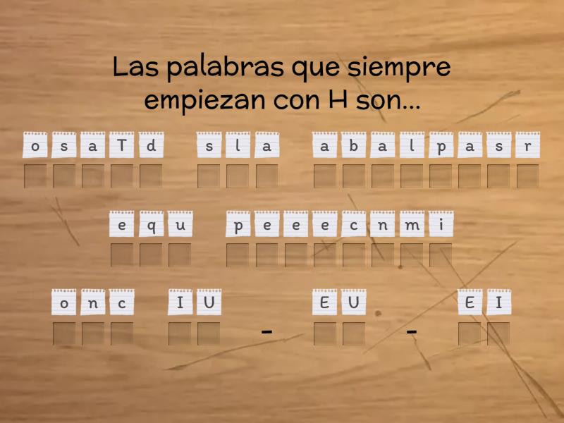 ¿Qué palabras empiezan con H? - Anagrama