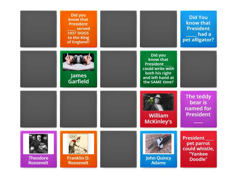 Presidents' day fun facts - Matching pairs