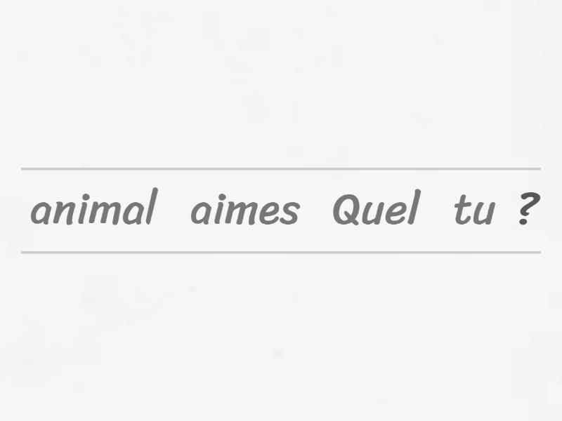 J'aime les animaux - Unjumble