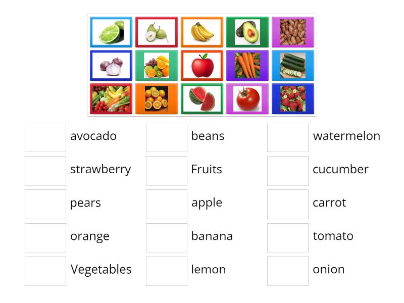 Fruits and vegetables- MATCH - Match up