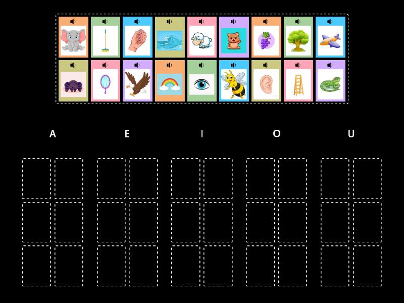 Juego interactivo de "Las vocales" - Group sort
