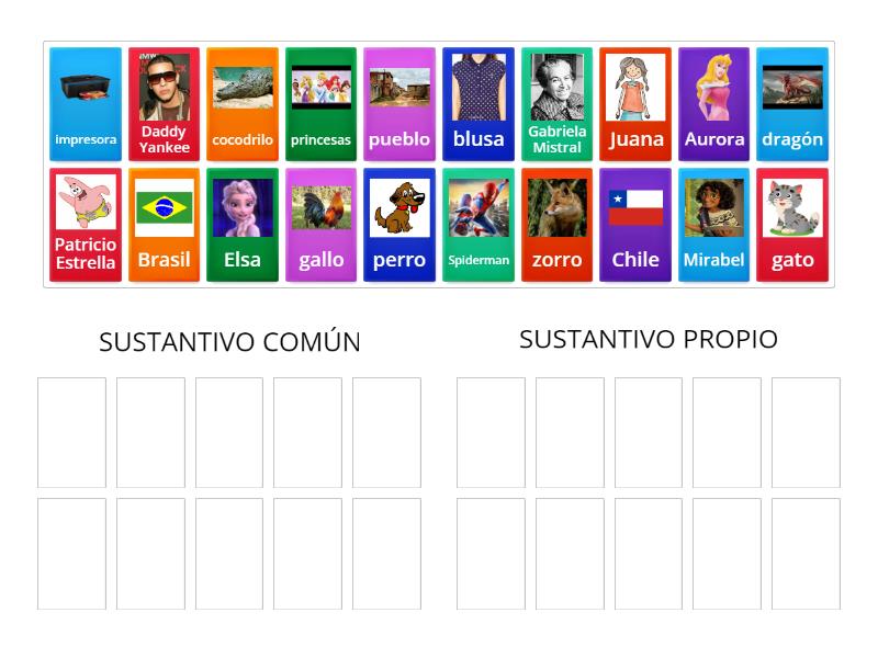 SUSTANTIVOS PROPIOS Y COMUNES - Group sort