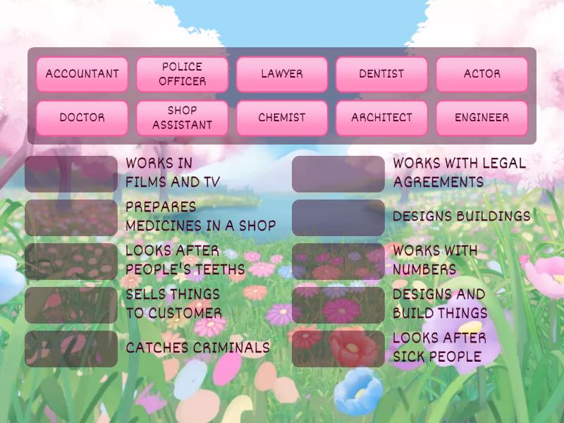 MATCH JOBS WITH WHAT EACH PERSON DOES - Match up