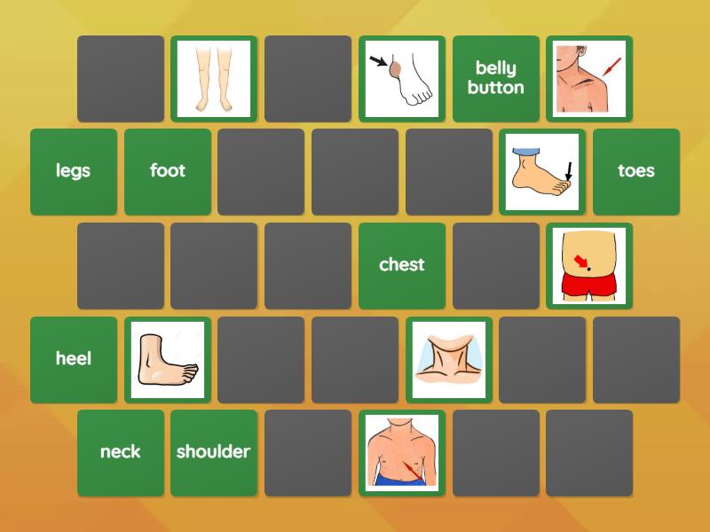 BODY PARTS memory (16 words) - Matching pairs