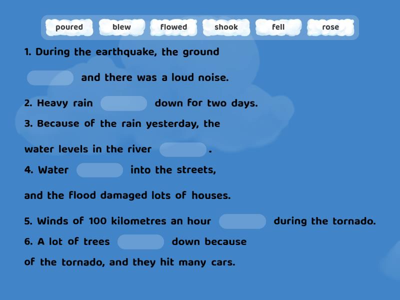 weather verbs - Complete the sentence