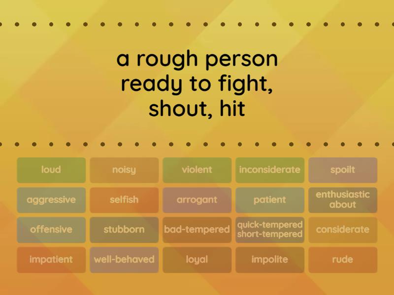 Behaviour adjectives match - Find the match