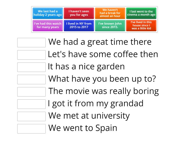 Pr.Perfect/Past simple sentences match PI Headway - Match up