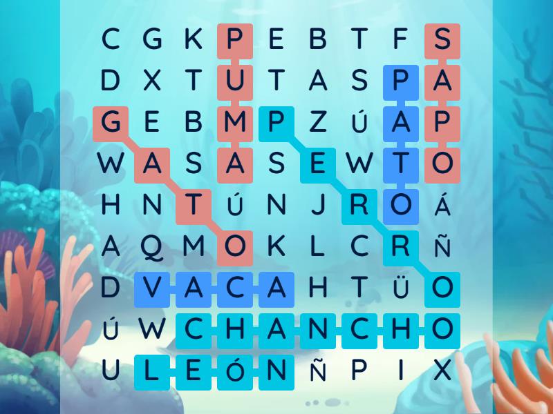 SOPA DE LETRAS, BUSCA 8 ANIMALES - البحث عن الكلمات