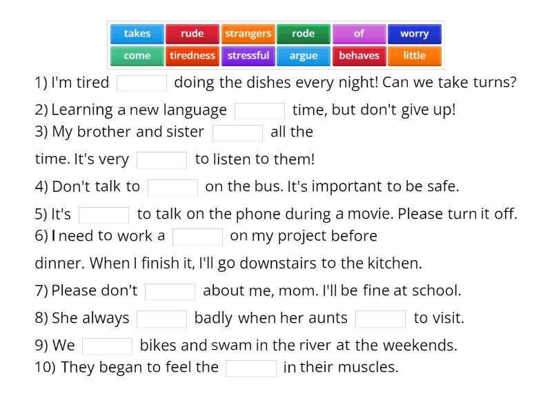 Revision (sentences) - Complete the sentence