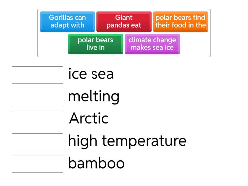 climate change - Match up