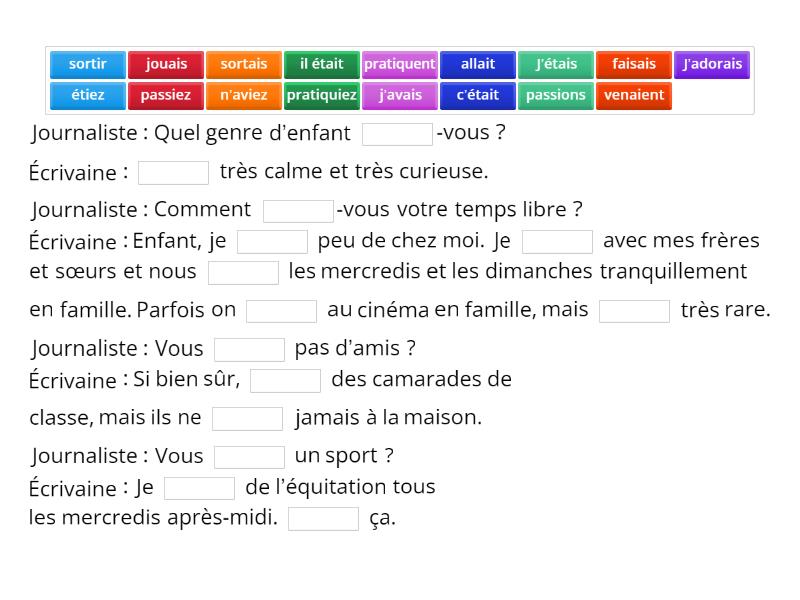 IMPARFAIT 2 FLE - Complete the sentence