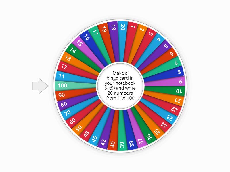 BINGO wheel 1-100 - Spin the wheel