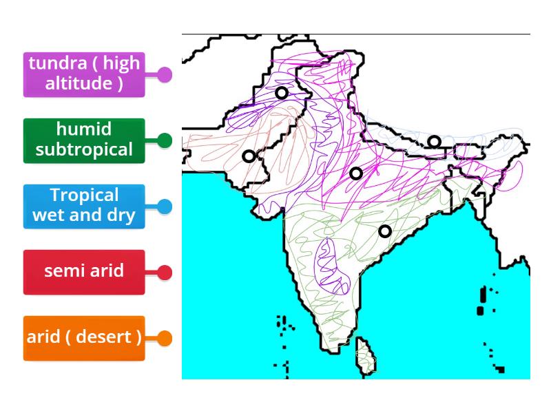 climate map of south asia - Labelled diagram