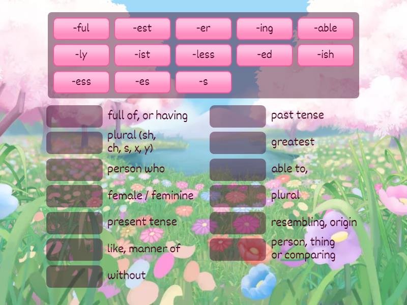 Suffix match (to -ess) - Match up