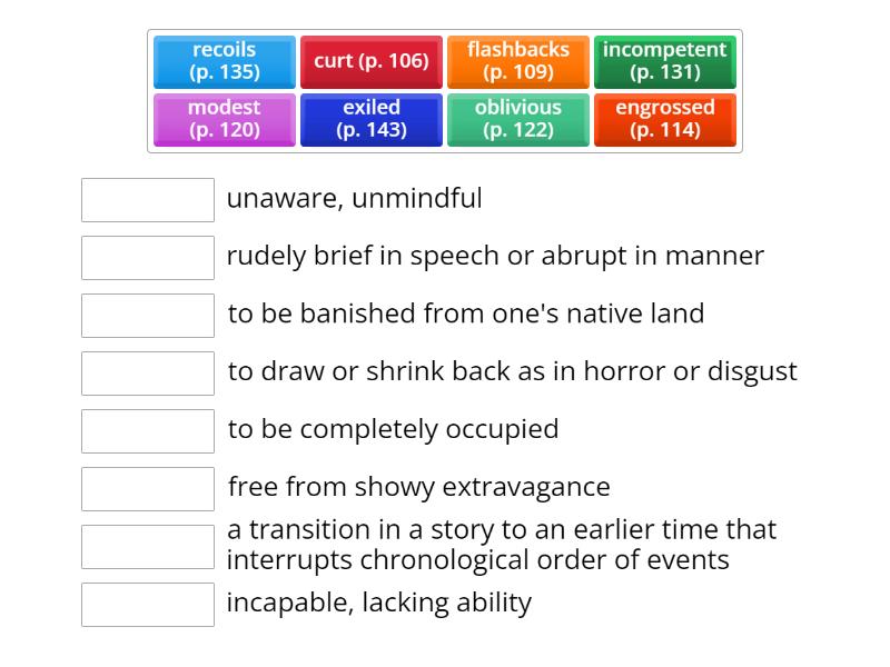 Restart Vocabulary Practice-Section 3 (Chapters 13-18) - Match up