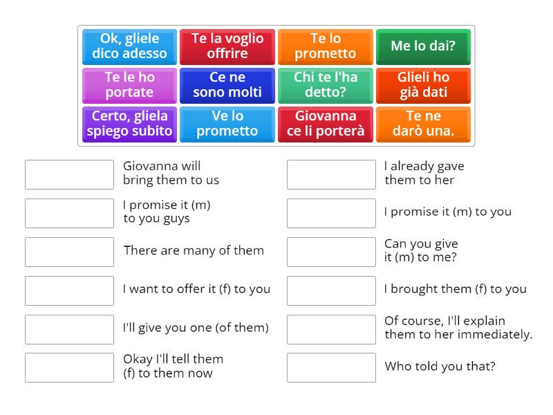 I Pronomi Doppi - Match up