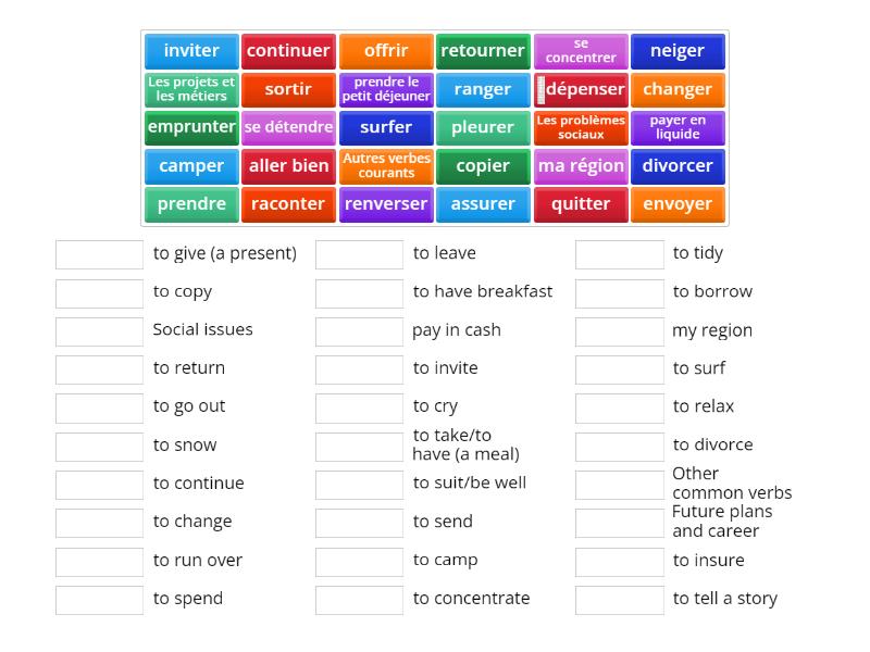 GCSE French - Verbe Utiles (All) 1 - Match up
