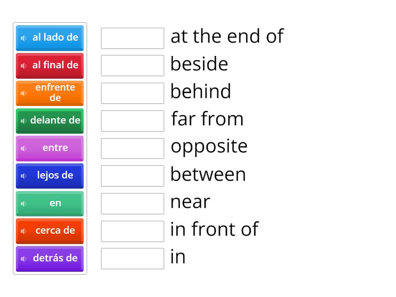 Spanish Prepositions (House Location) - Match up