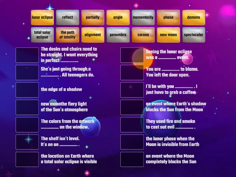 Solar Eclipse (Vocabulary Review) - Match up