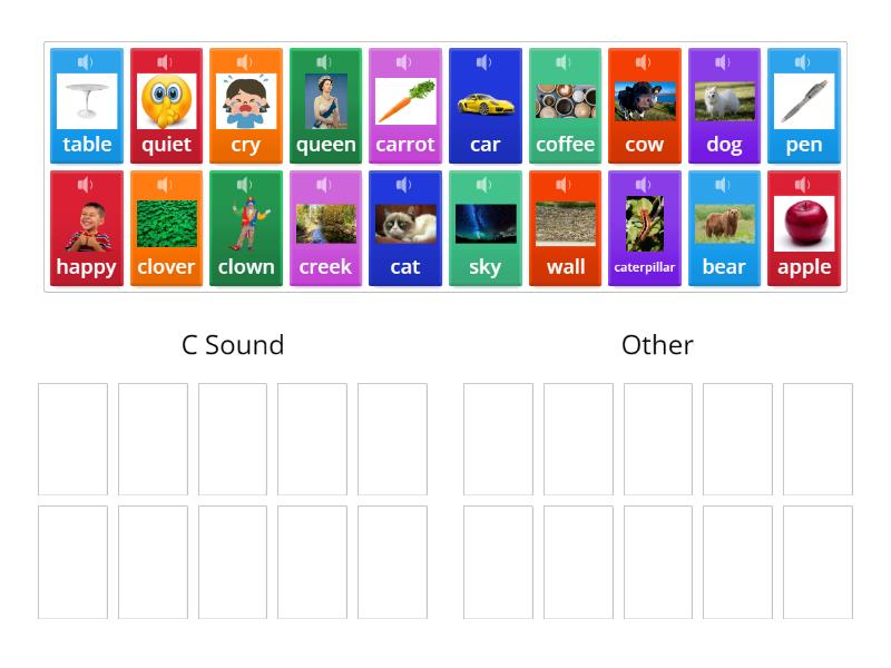 C sound (beginning letter, phonics) - Group sort