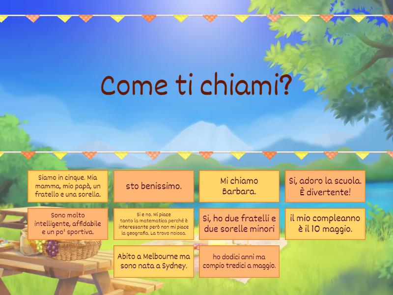 Come ti chiami: domande e risposte - Find the match