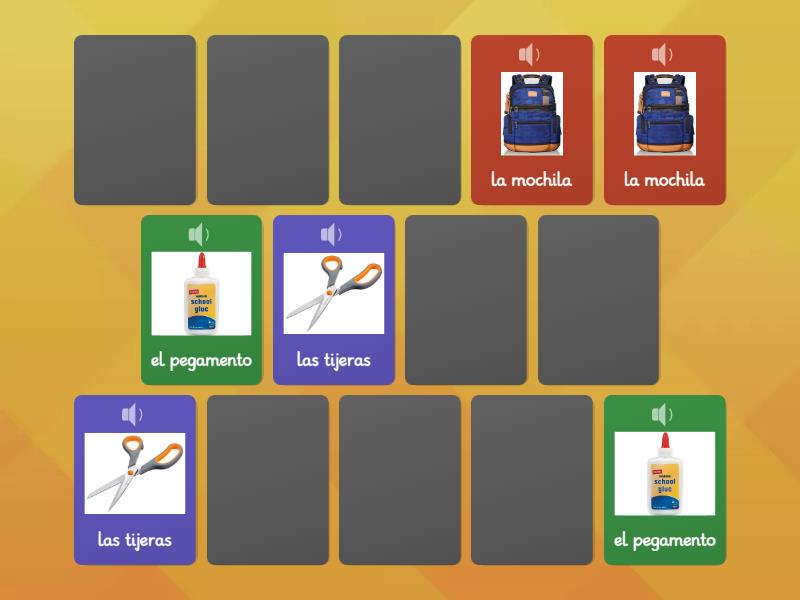 los útiles escolares - Matching pairs