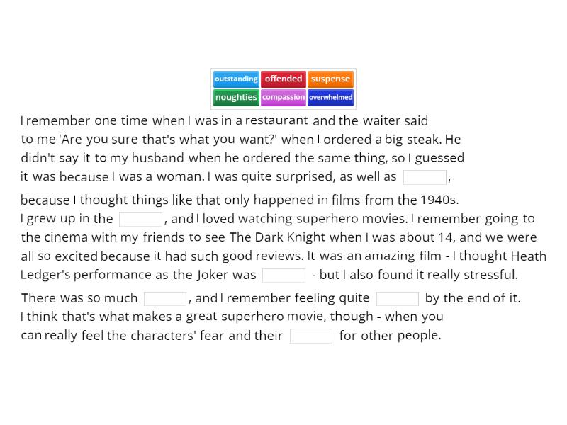 Text gap fill - Complete the sentence