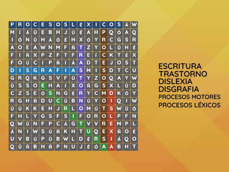 Trastornos de la Escritura - Sopa de letras