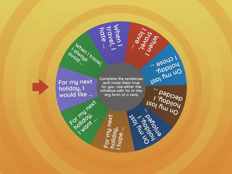 Verb patterns: discussion - Spin the wheel